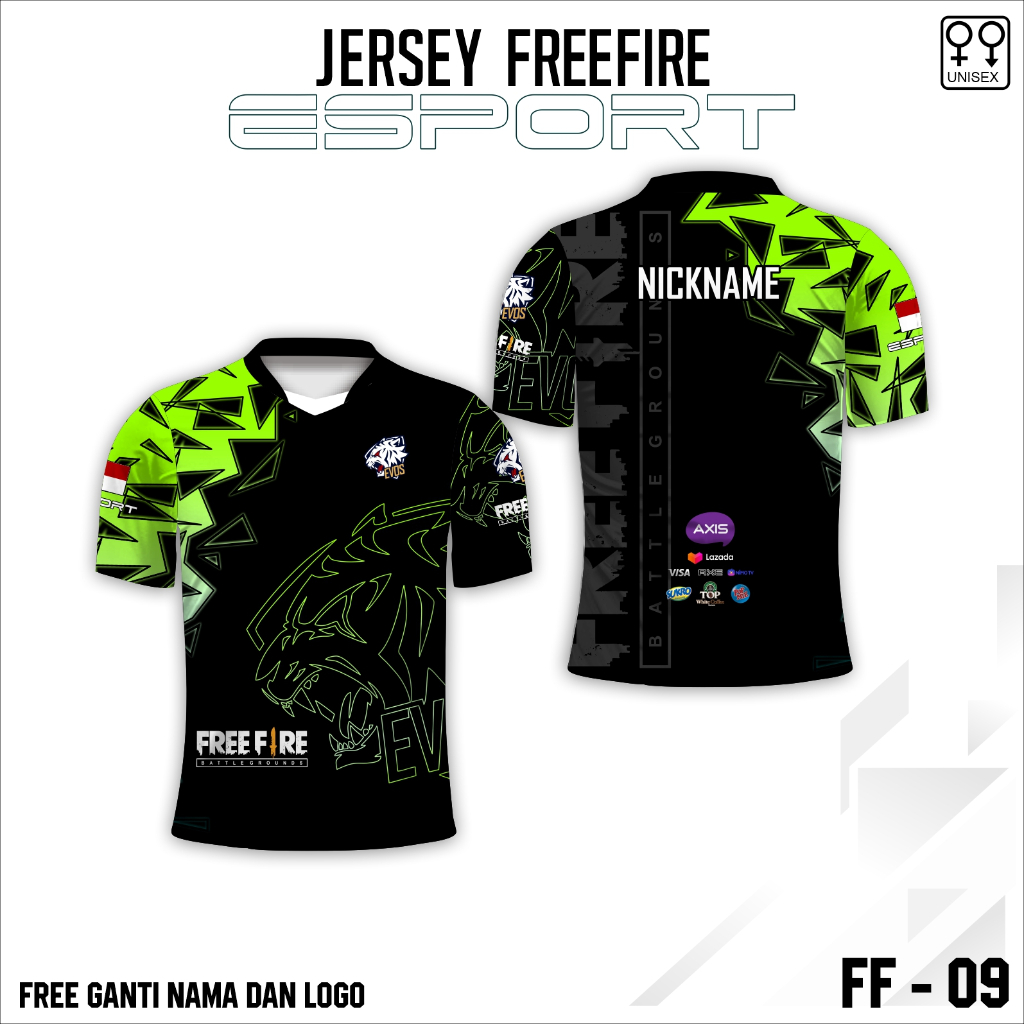 Jual Jersey e sport baju free fire kaos esport gamer ff terbaru ...