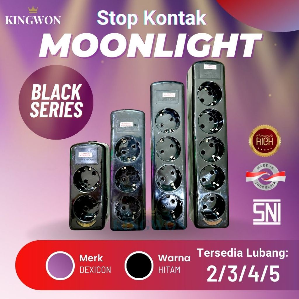 Jual STOP KONTAK COLOKAN LISTRIK BLACK SERIES 2/3/4/5 LUBANG TANPA KABEL 1.5M 3M 5 METER ...