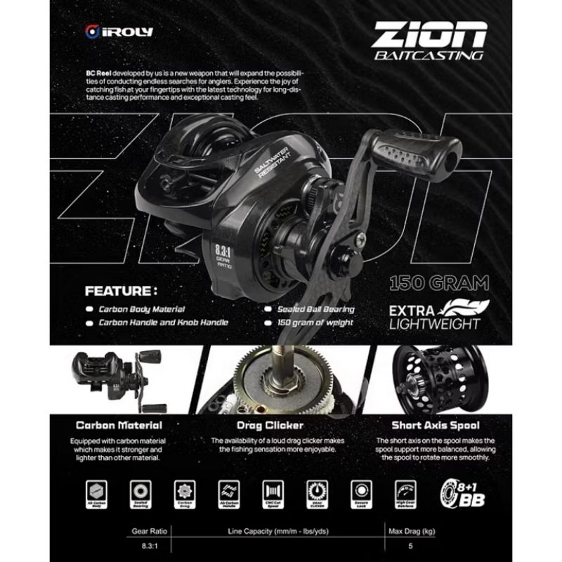 Jual REEL BC IROLY ZION SHALLOW DEEP DOUBLE SPOOL | Shopee Indonesia