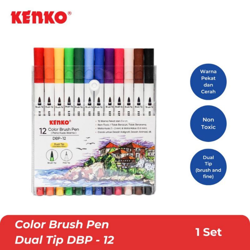 Jual Kenko Color Brush Pen / Pena Kuas Warna / Dual Tip Pen / Dua Mata ...