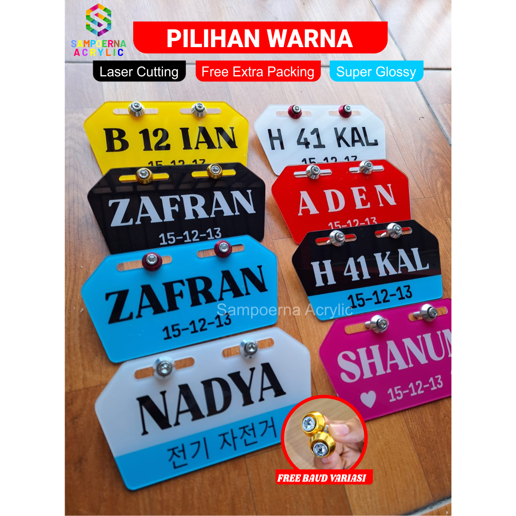 Jual SEPASANG Plat Nomor Sepeda Listrik Plat No Akrilik Motor Listrik ...