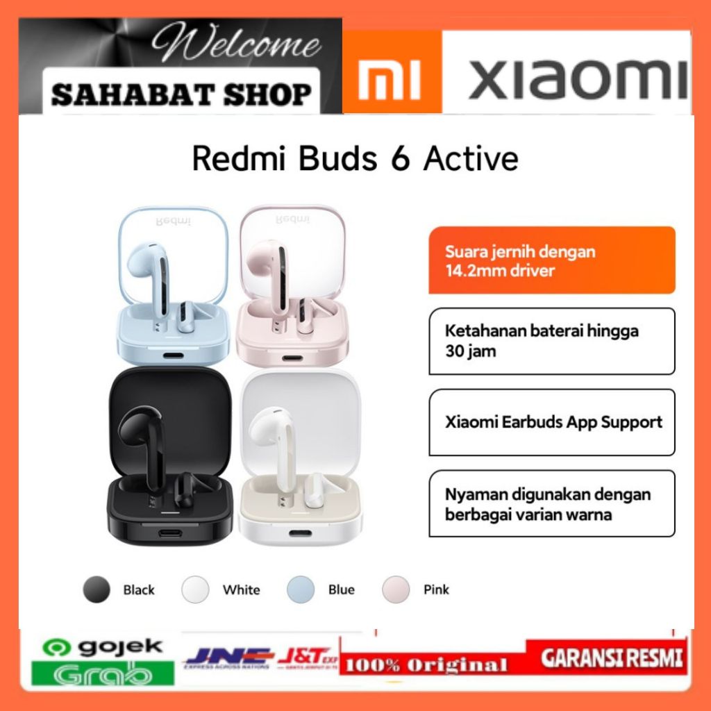 Jual Xiaomi Redmi Buds 6 Active | Baterai Hingga 30 Jam Bluetooth Garansi Resmi | Shopee Indonesia