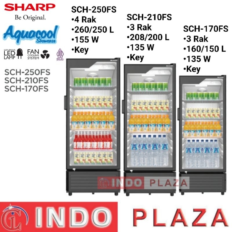 Jual SHOWCASE SHARP 3 Rak 160 Liter SCH-170FS / 3 Rak 208 Liter SCH-210FS / 4 Rak 260 Liter SCH ...