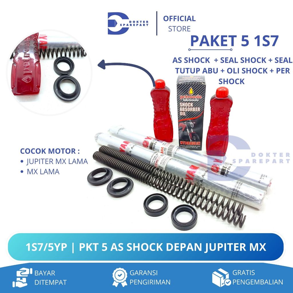 Jual 1S7 (PAKET 5 SUPER) AS SHOCK DEPAN + SEAL SOK + SEAL ABU + OLI + PER JUPITER MX / SOK ...