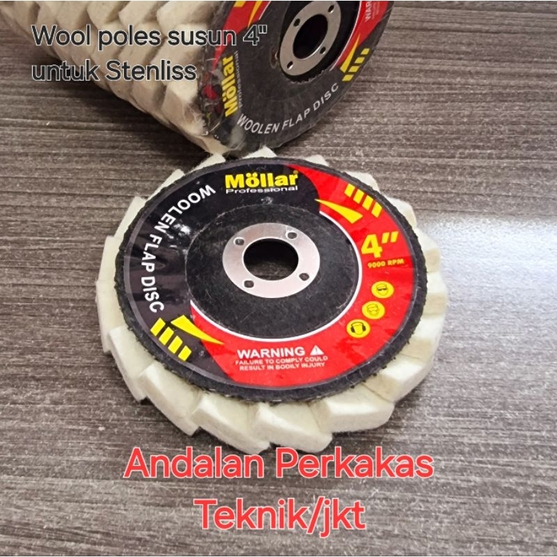 Jual MOLLAR WOOL Poles susn 4"/ Woolen flap disch 4" untuk poles ...