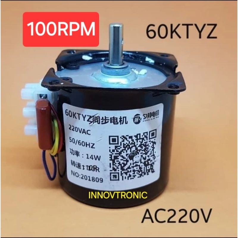 Jual 60KTYZ AC220V 14W 100RPM Low Speed Hi Torque Synchronous Motor ...