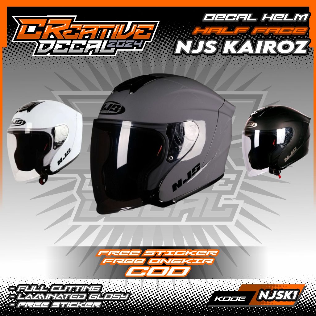 Jual STIKER DECAL HELM NJS KAIROZ HALF FACE | DECAL HELM | DECAL STIKER ...