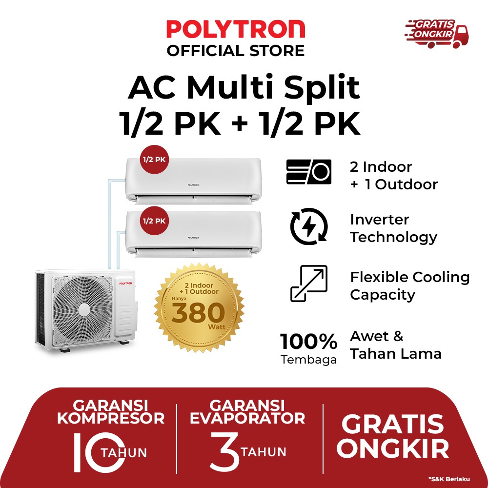 Jual POLYTRON MULTI SPLIT AC 0,5 PK 0,5 PK dan outdoor 2 PK PAC 050518MS | Shopee Indonesia