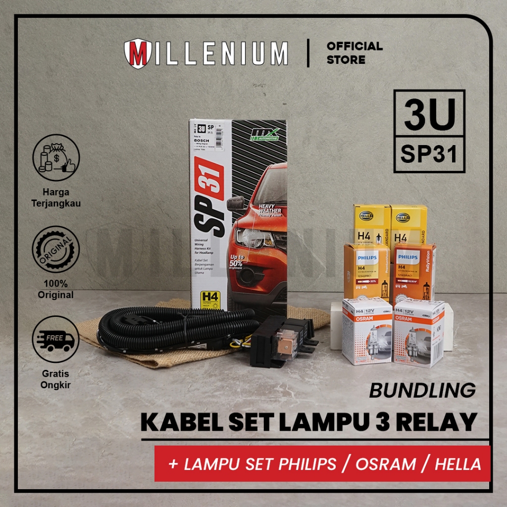 Jual 【MX】Kabel Relay Set Lampu H4 Mobil BOSCH SP Series 3 Relay 12v ...