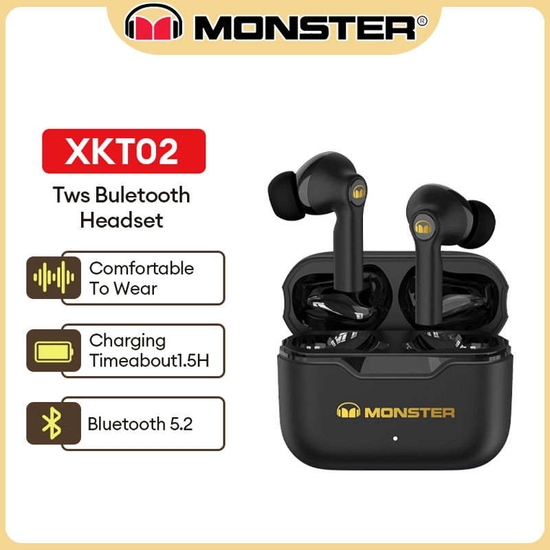 Jual Monster XKT02 TWS Bluetooth Earphone 3D Stereo Sound Headphone ...