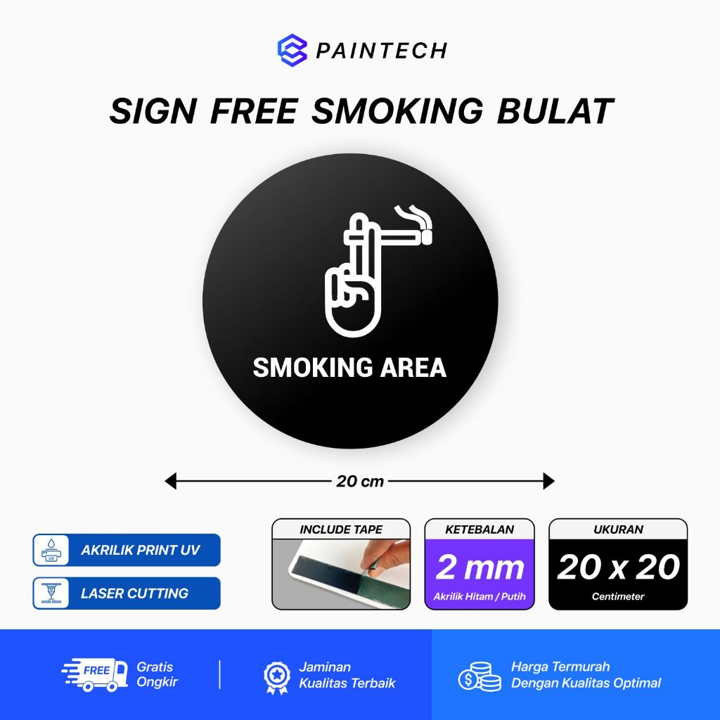 Jual Sign Bulat Papan Penanda Smoking Area Akrilik Signboard Ukuran 20 ...