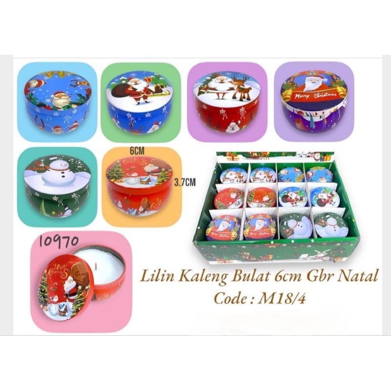 Jual Lilin Kaleng Gambar Natal Bulat 6cm isi 1pcs - Lilin Natal - Lilin ...