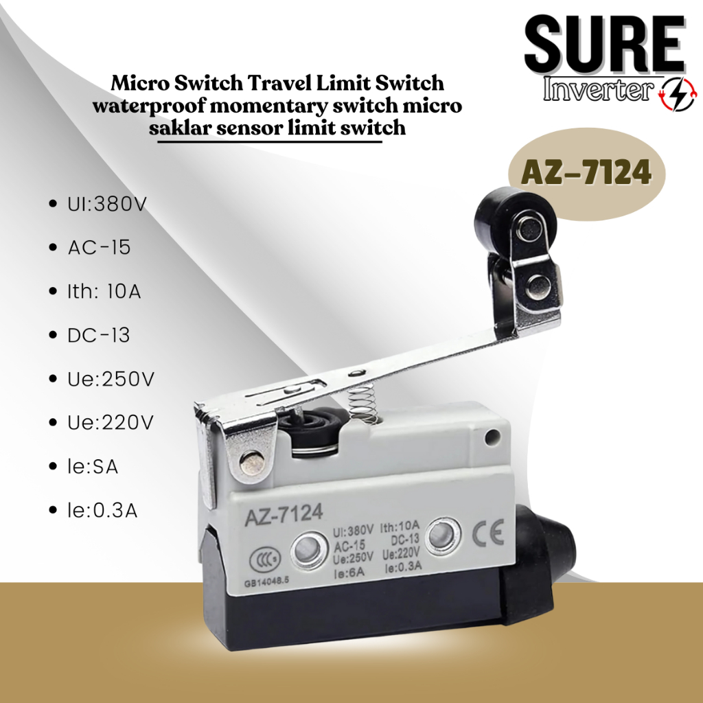 Jual Micro Switch Plat Panjang Roda AZ-7124 saklar sensor limit switch 1NO 1NC waterproof ...