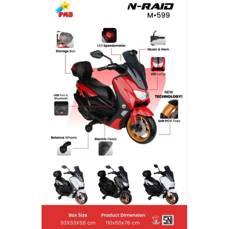 Jual Mainan Motor Aki Anak PMB Yamaha NMax M-588 599 888 Raid Keren ...
