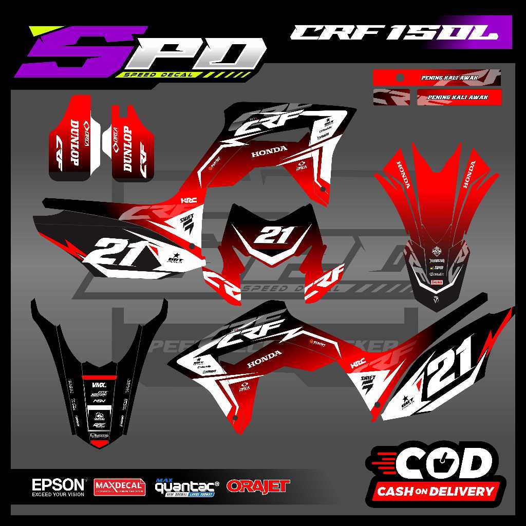 Jual Sticker crf 150l hitam merah merona | Decal custom crf 150l free ...