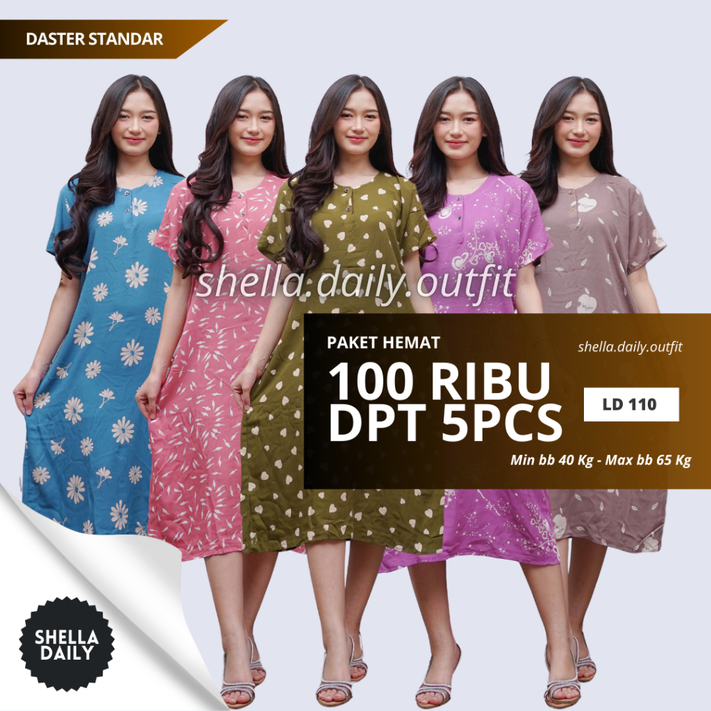 Jual Paket Daster 100ribu dpt 5pcs Warna Muda Motif Kekinian Bahan ...