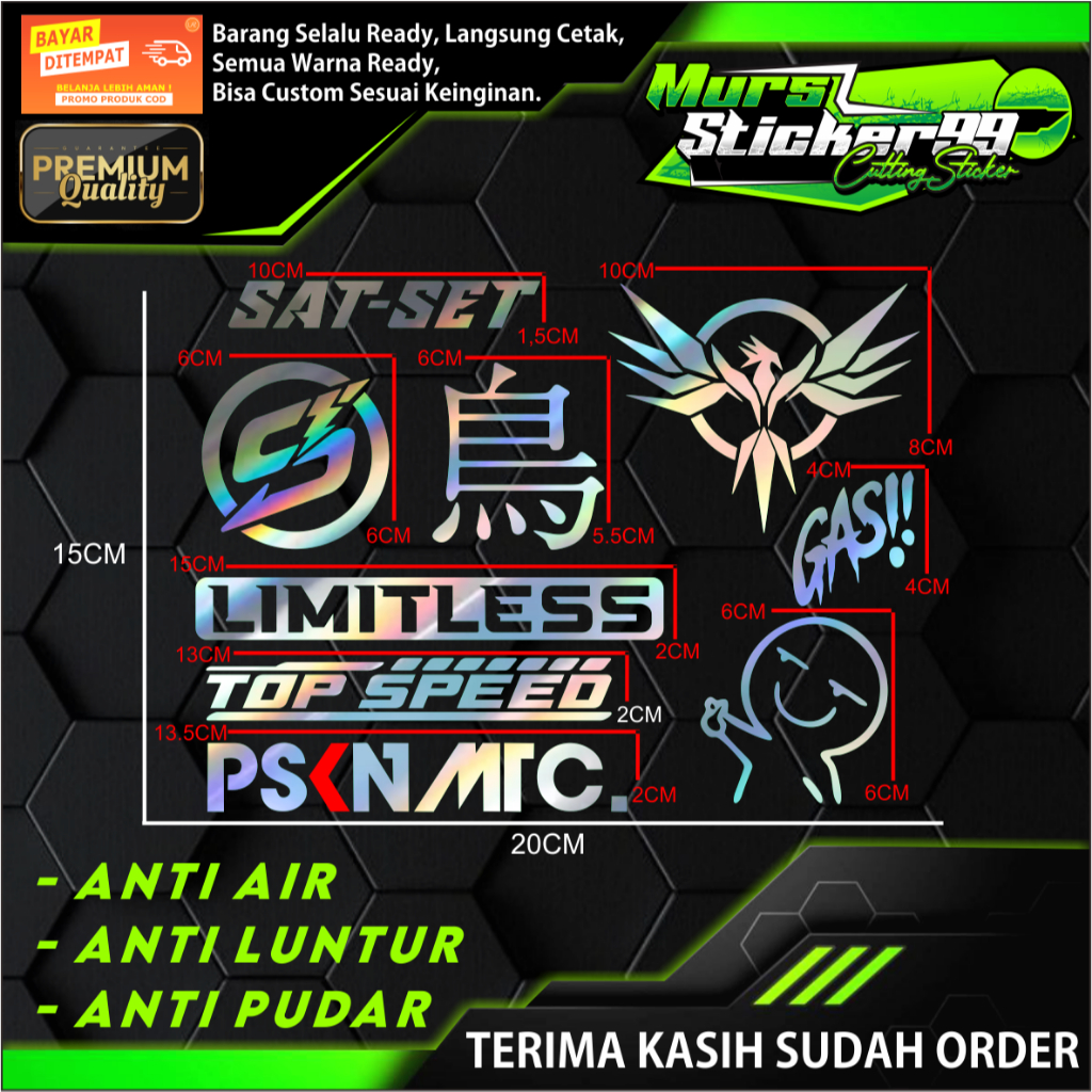 Jual Sticker Cutting PAKET 9 IN 1 SATSET LOGO BURUNG CYBORG LOGO S ...