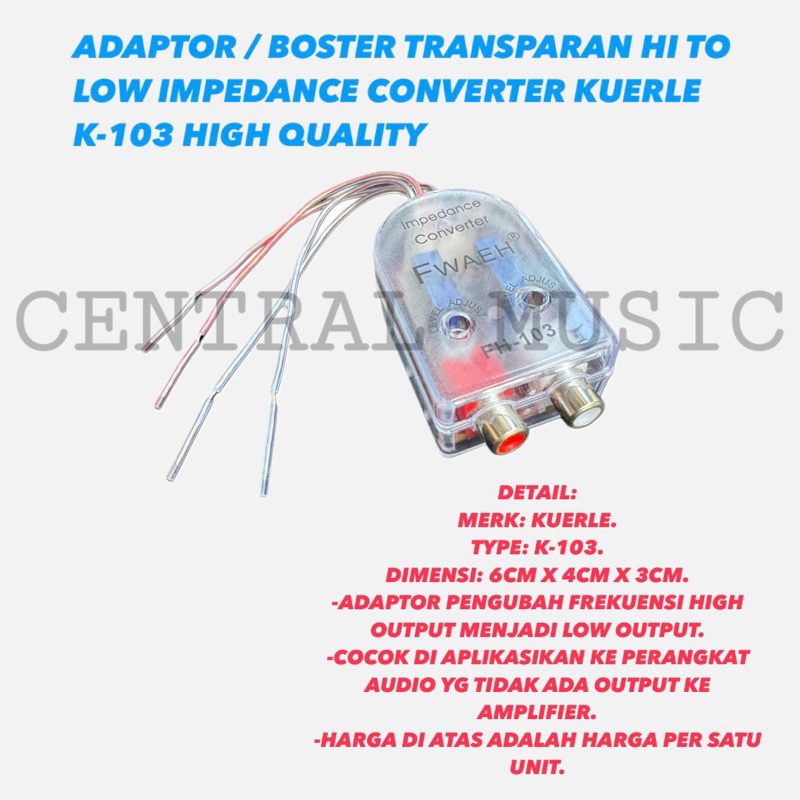 Jual ADAPTOR / BOSTER TRANSPRAN HI TO LOW IMPEDANCE CONVERTER KUERLE K ...