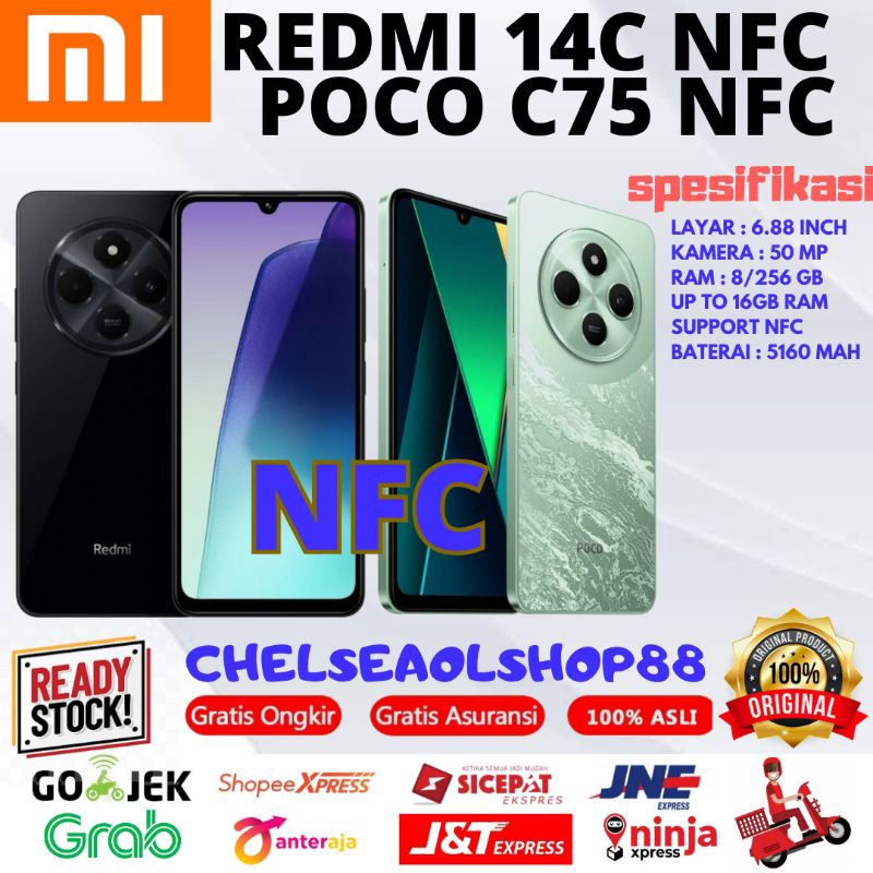 Jual XIAOMI REDMI 14C & POCO C75 NFC RAM 8/256GB GARANSI RESMI | Shopee Indonesia