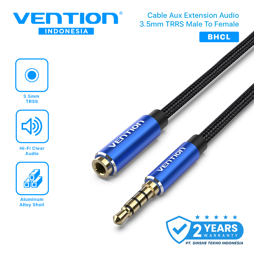 Jual Vention BHC Kabel Perpanjangan Aux Extension Audio Jack 3.5mm TRRS Male To Female Braided ...