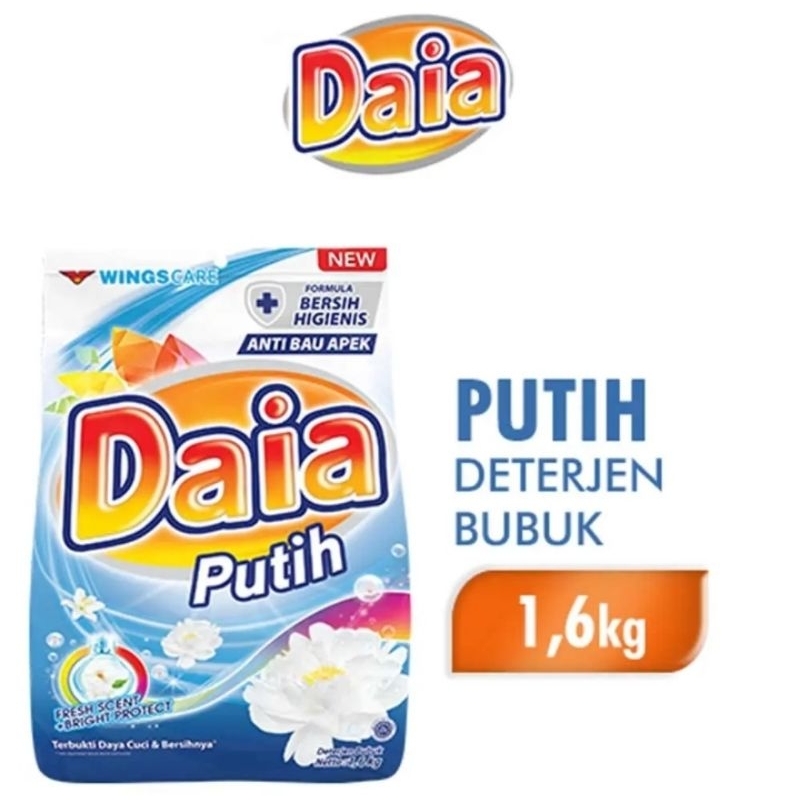 Jual Daia Detergent Bubuk Putih Extrak Pemutih 1.6Kg | Shopee Indonesia