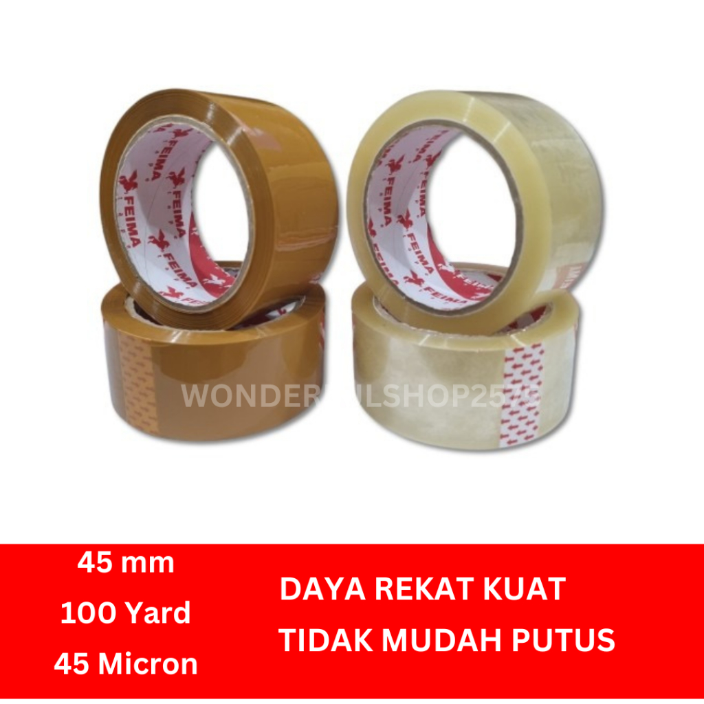 Jual Lakban Bening Lakban Coklat 2inch 45mm x 100Yard 45micron | Shopee ...
