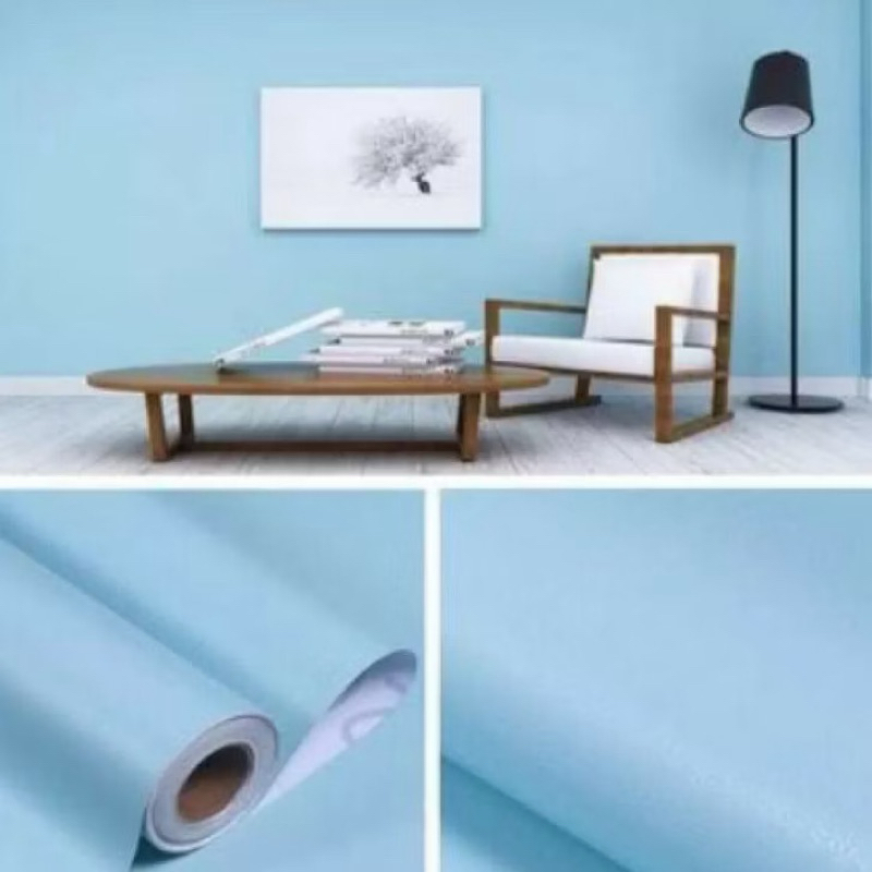 Jual WALLPAPER TERMURAH STICKER DINDING POLOS BIRU MUDA UKURAN 8 meter ...