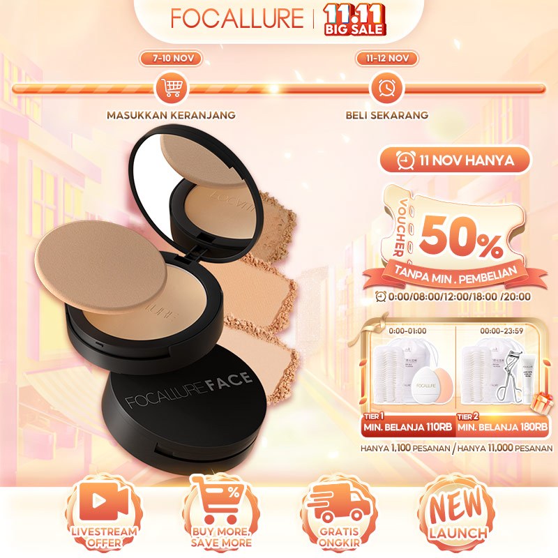 Jual FOCALLURE Oil-Control Bedak Padat 3 Warna | Shopee Indonesia