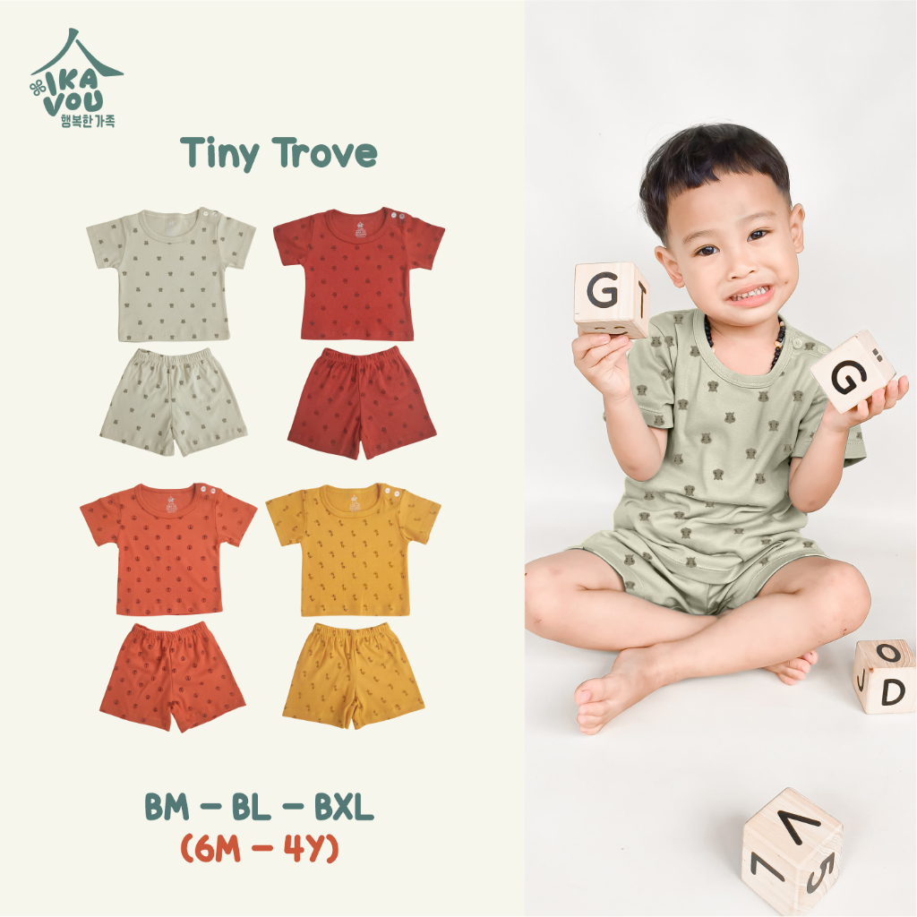 Jual IKAVOU - Tiny Trove Shortsleeve Fullprint - Setelan Pendek Anak (Unisex) - IK3986 | Shopee ...