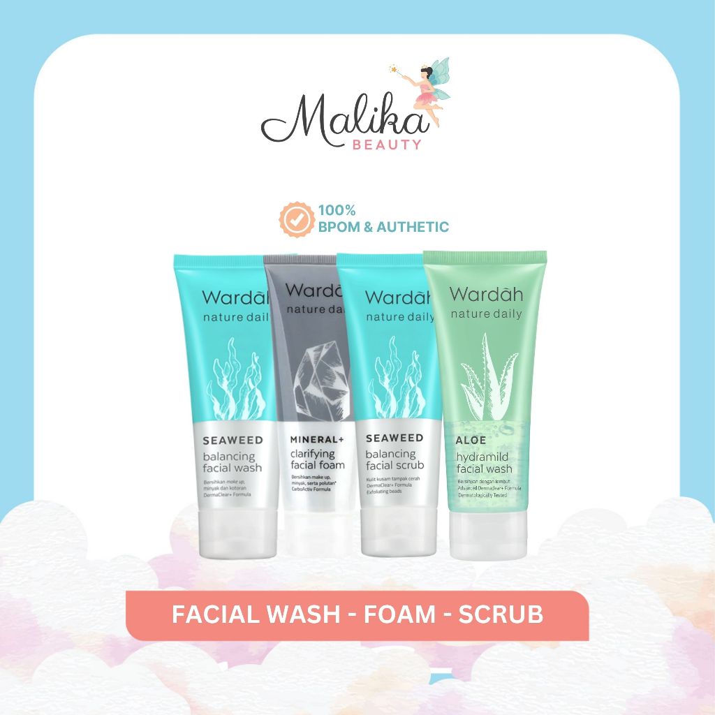 Jual Malika Beauty | WARDAH Nature Daily Facial Wash | Facial Scrub | Facial Foam | Shopee Indonesia