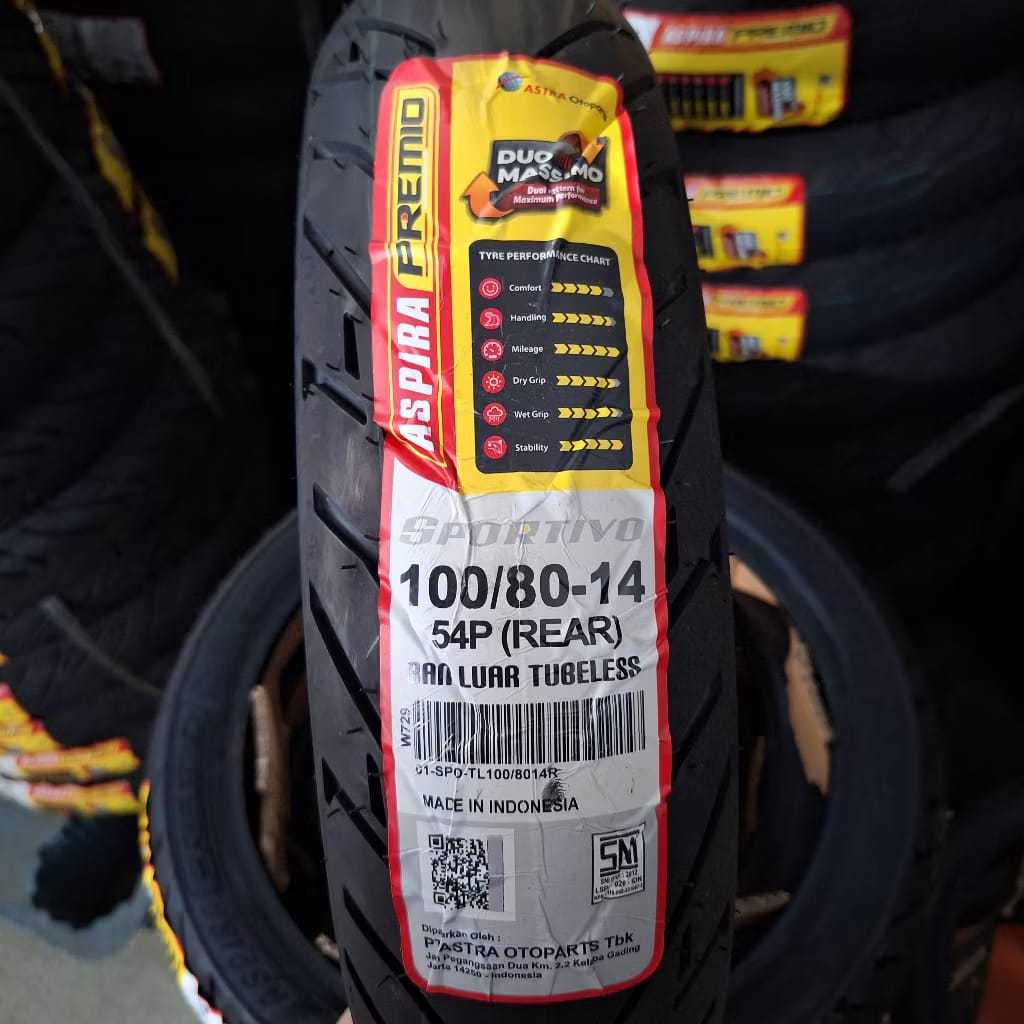 Jual BAN ASPIRA PREMIO SPORTIVO 100/80 RING 14 REAR (BELAKANG) | Shopee Indonesia
