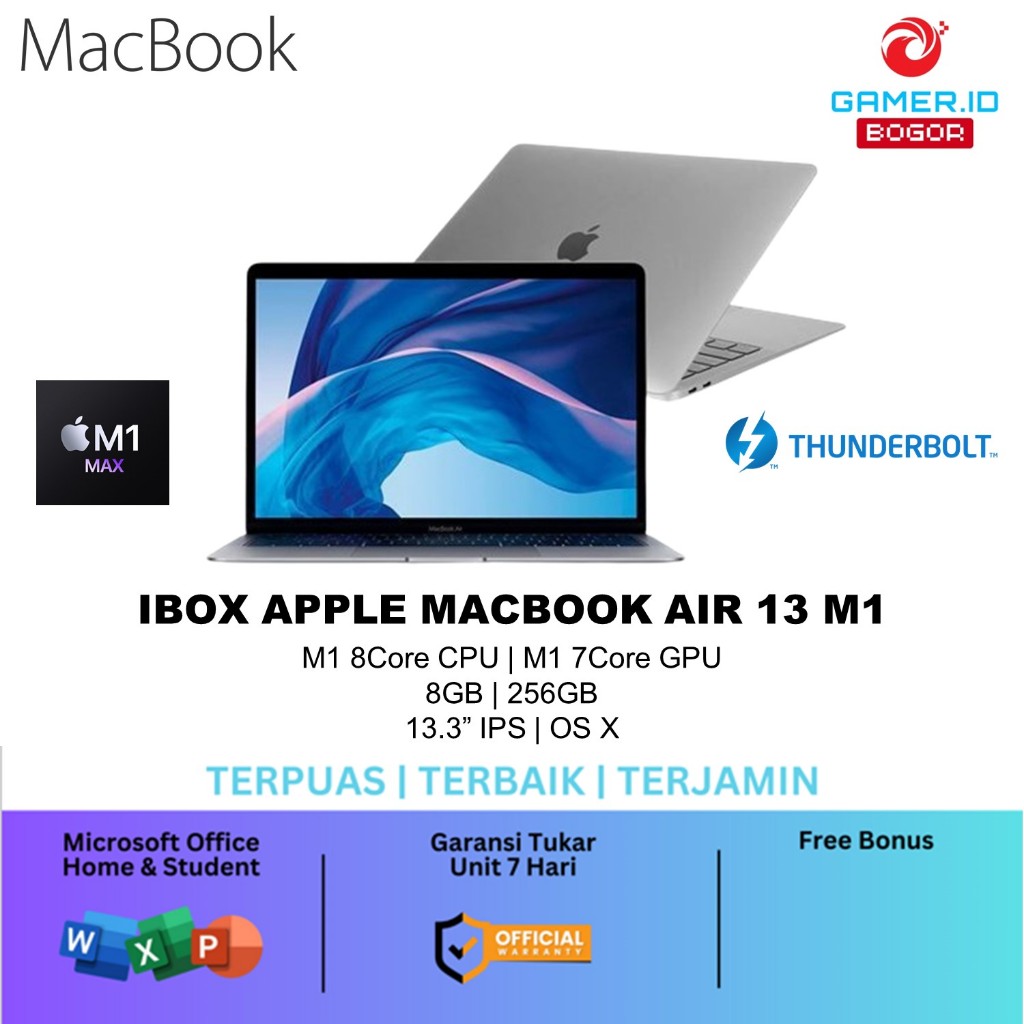 Jual Ibox MGN63ID Apple Macbook Air 13 M1 7C GPU 8GB 256GB 8C CPU 13.3 SPACE GREY | Shopee Indonesia
