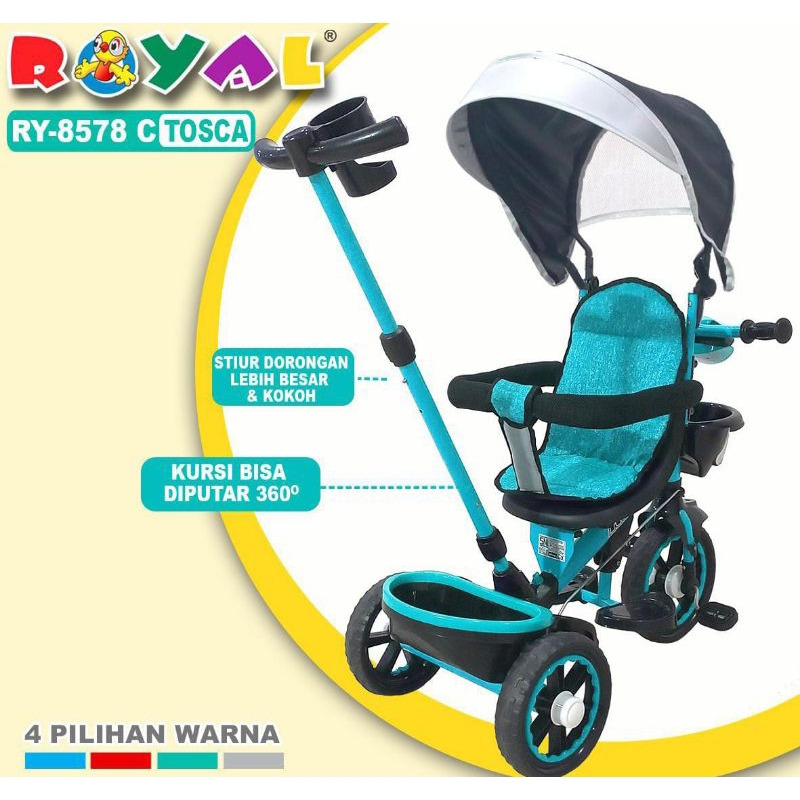 Jual STROLLER BIKE + SEPEDA RODA TIGA ANAK ROYAL 2IN1 RY-8578 C ...
