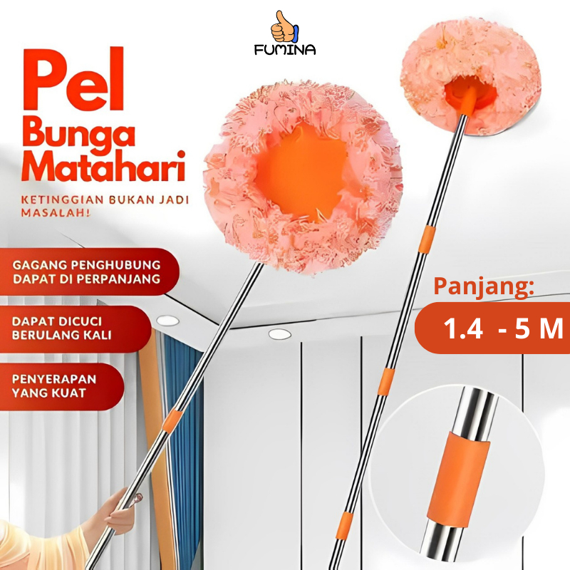 Jual FUMINA Sapu Plafon Pel Bunga Matahari Pembersih Rumah1set Pel Dinding Serbaguna Pel 1.4M ...