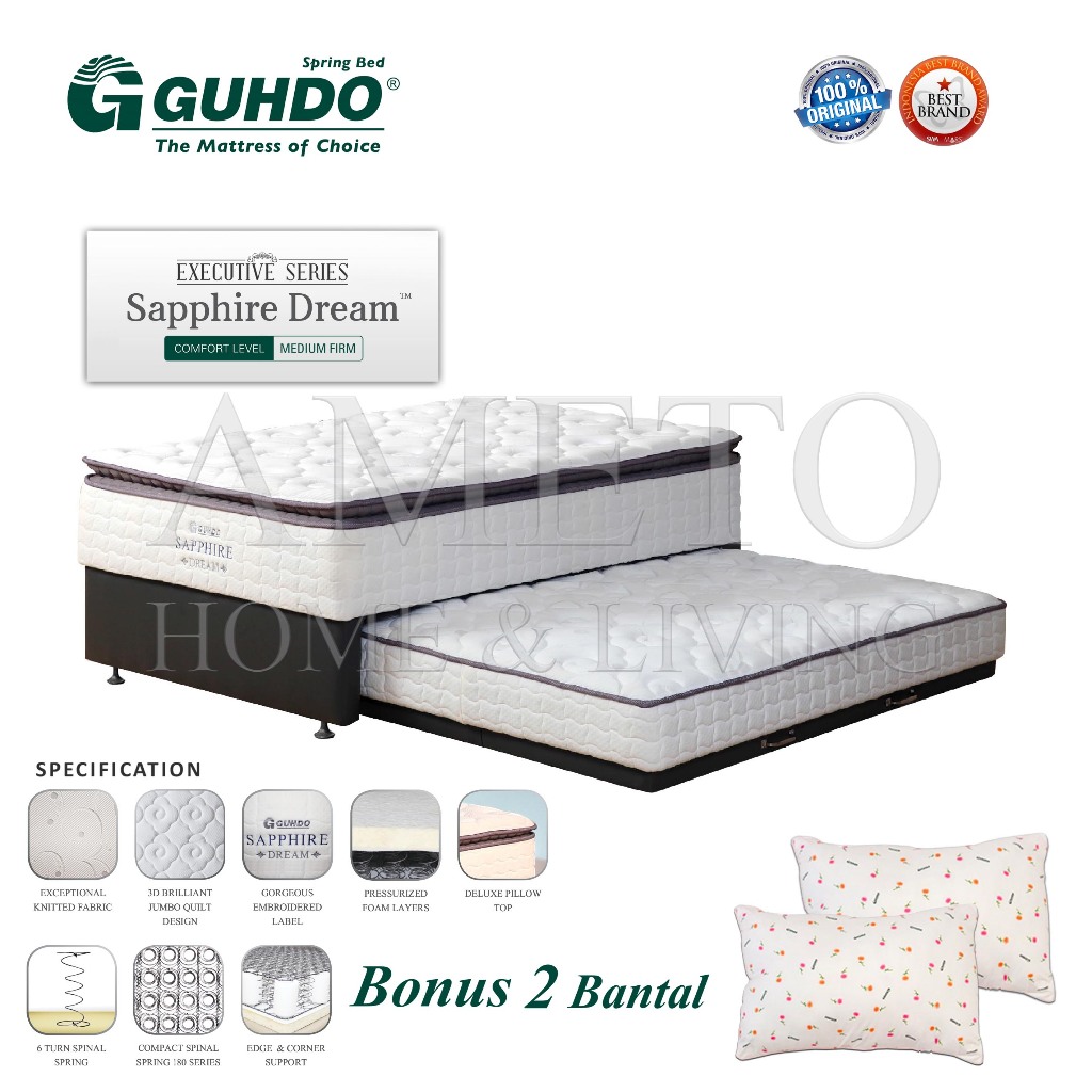 Jual Guhdo Springbed 2 in 1 Sapphire Dream (TANPA SANDARAN) 90, 100, 120, 140, 160, 180 cm ...