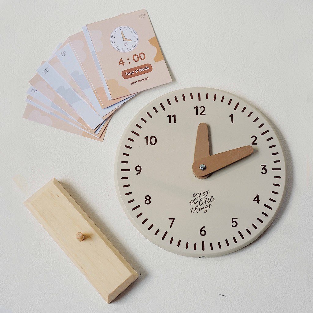 Jual Lettering and Life Wooden Clock Toy with Flashcards - Mainan Kayu ...