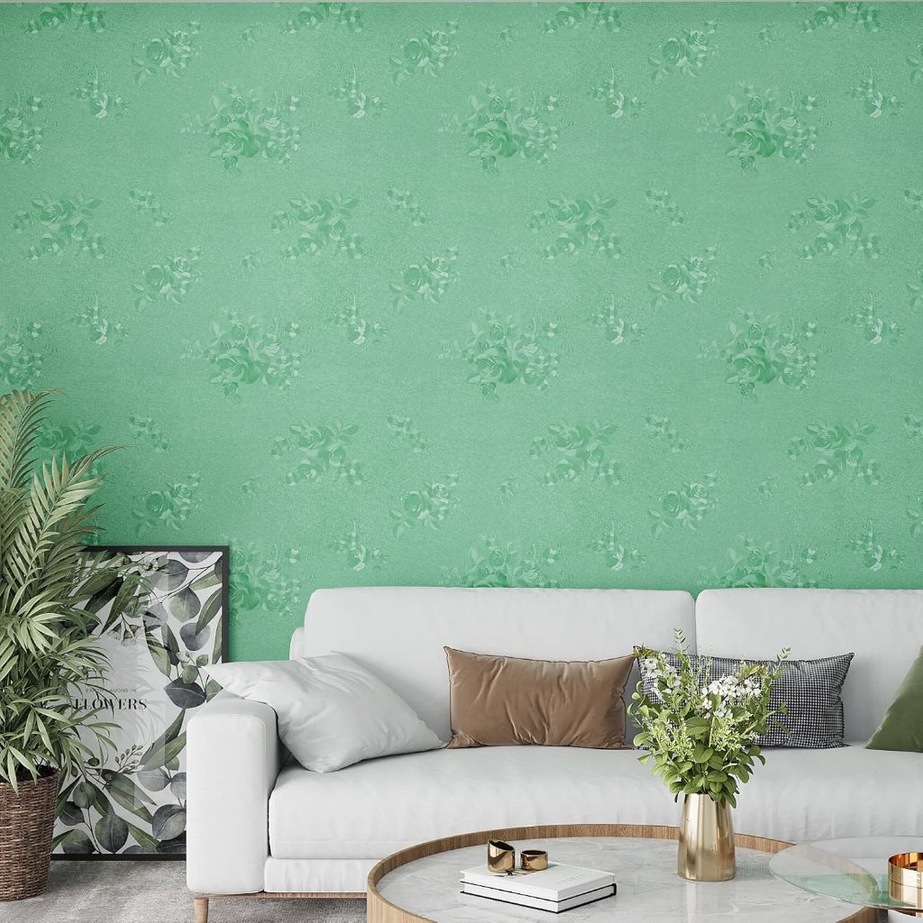 Jual Wallpaper Dinding Polos Bunga Hijau 8m s/d 9m x 45cm | Shopee ...