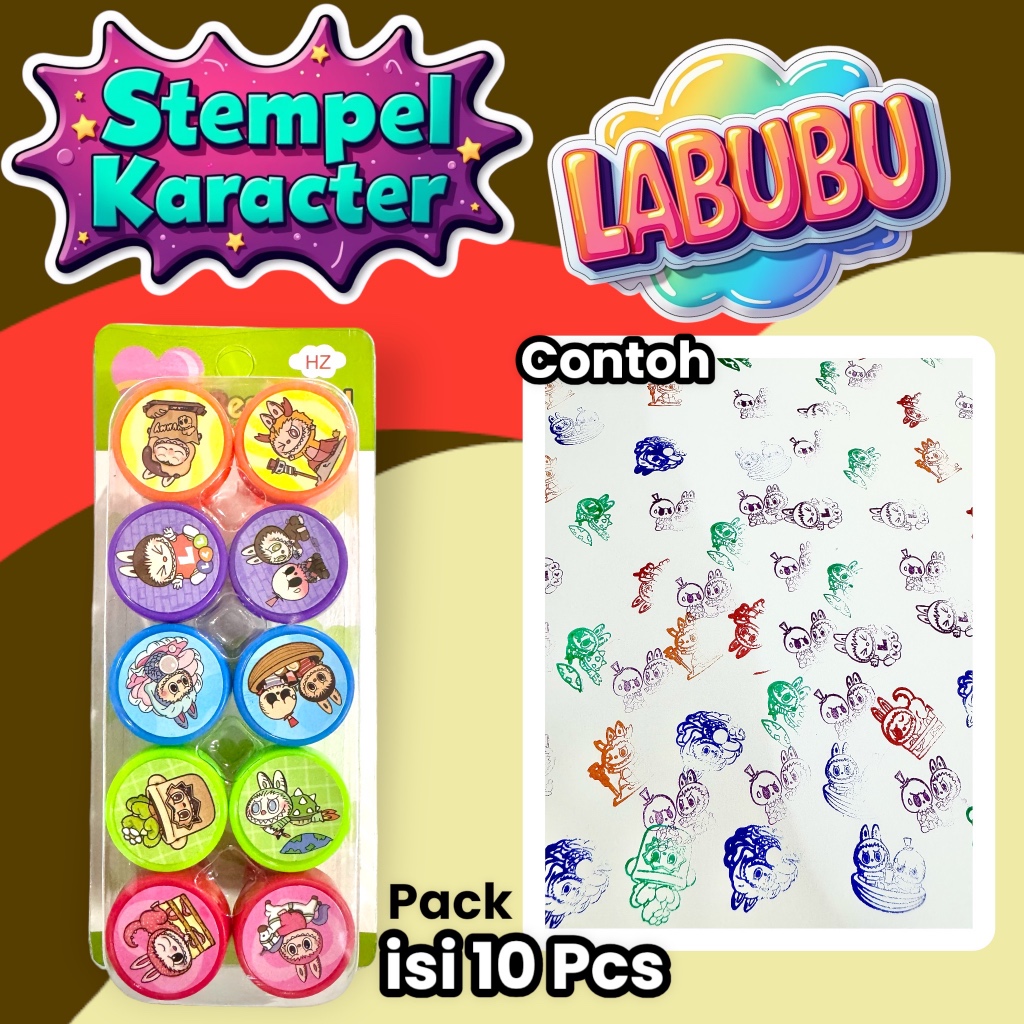 Jual Mainan Stempel Anak Karakter LABUBU Cap Stempel gambar Lucu Stamp ...