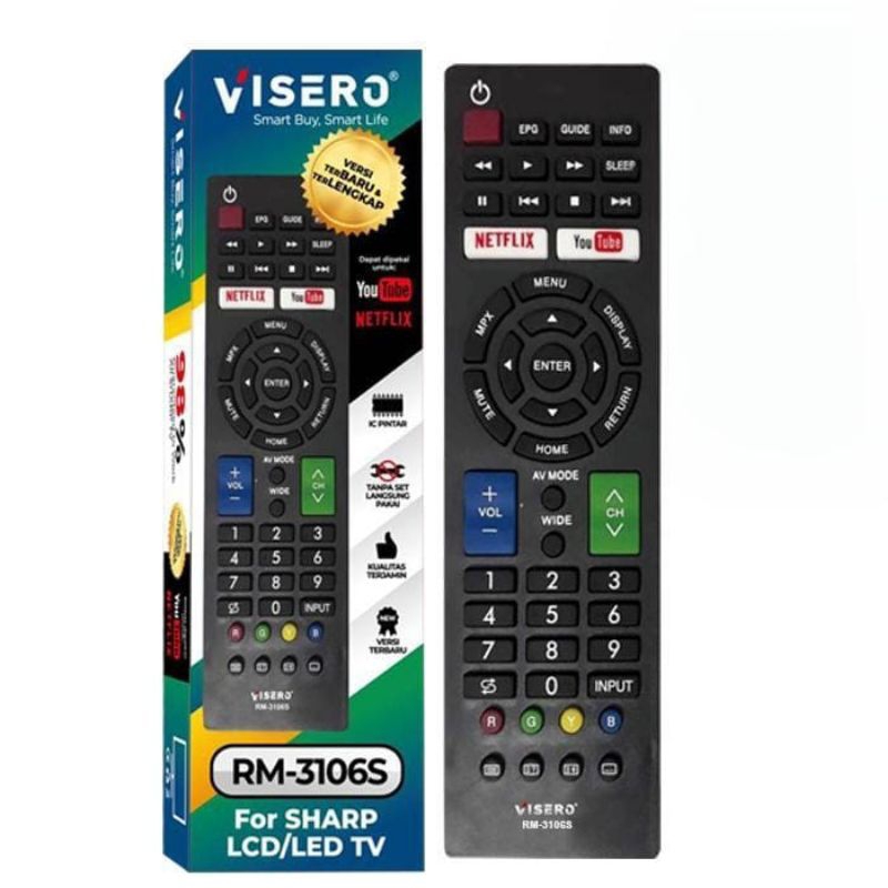 Jual VISERO REMOTE TV LCD LED SHARP SMART RM-3106S | Shopee Indonesia