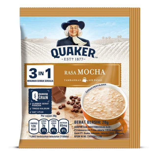 Jual Quaker 3 In 1 Oat Cereal Drink Rasa Mocha Sachet 28gram | Shopee ...