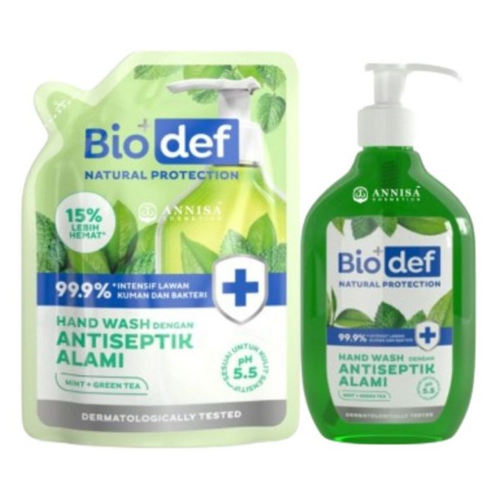 Jual Biodef Mint+Green Tea Hand Wash (Botol 250ml | Refill 200ml ...