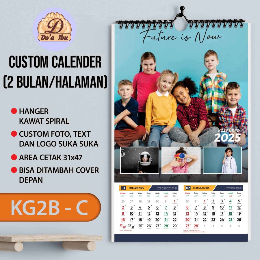 Jual Cetak Kalender Uk A3+ (2 Bulanan) - Custom Foto, Nama, Logo ...