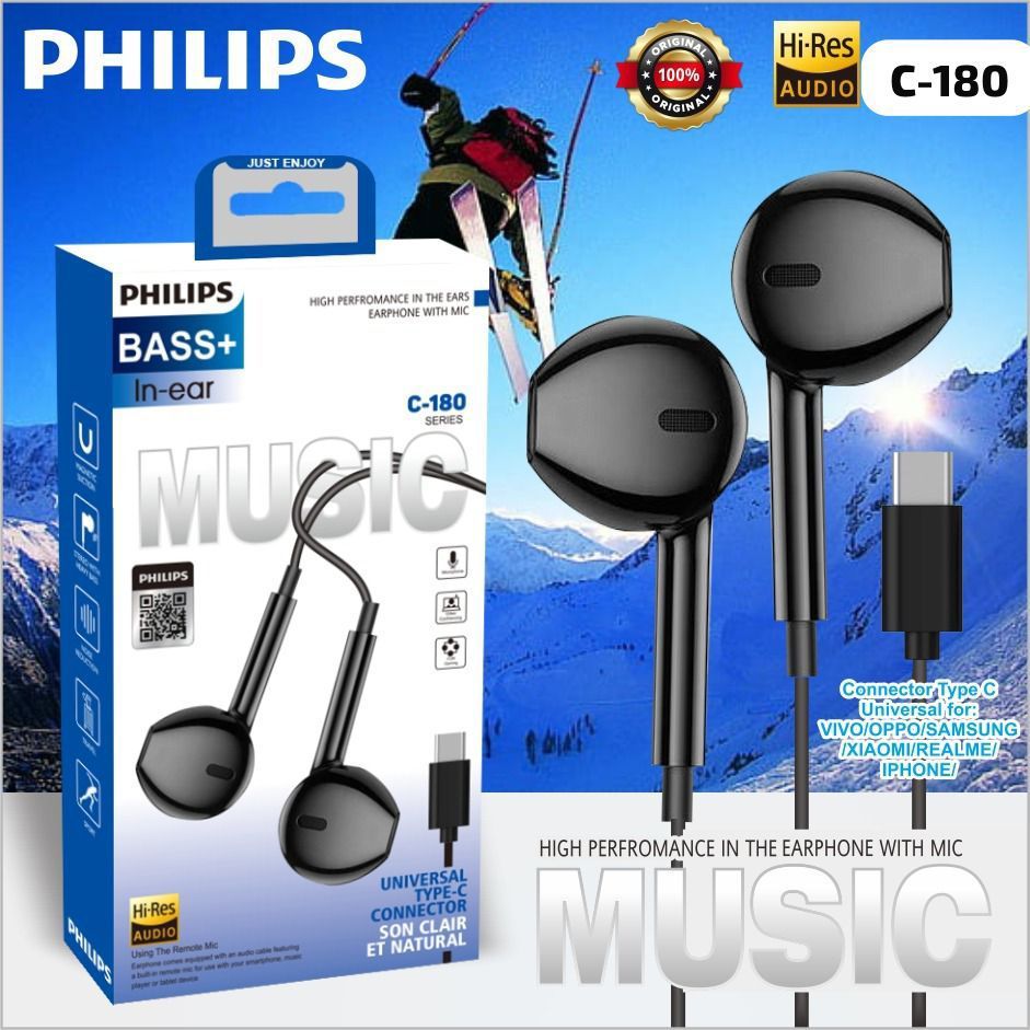 Jual Headset / Handsfree Premium Colokan TYPE C Universal + Mic ...