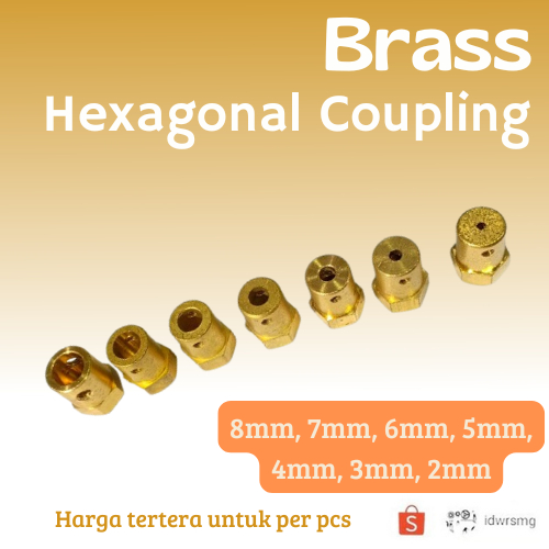 Jual Brass hexagonal coupling hub Roda ke motor dc coupling Hole 2mm ...