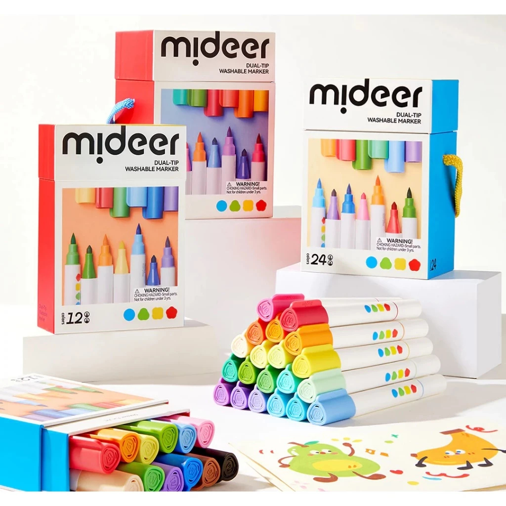 Jual Mideer & Hightune Dual Tip Washable Marker Spidol 24/36 Color ...