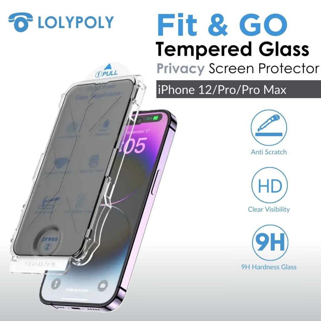 Jual LOLYPOLY Tempered Glass iPhone 12 Pro Max Privacy Easy ...