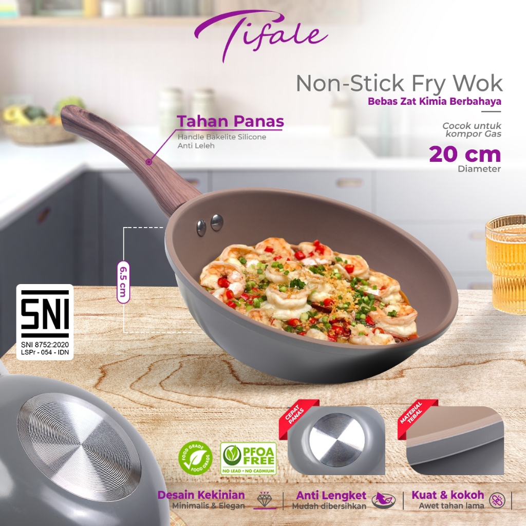 Jual Tifale By Hongzhuo Frypan Fry Wok 20 CM Wajan Penggorengan Granite Coating Anti Lengket ...