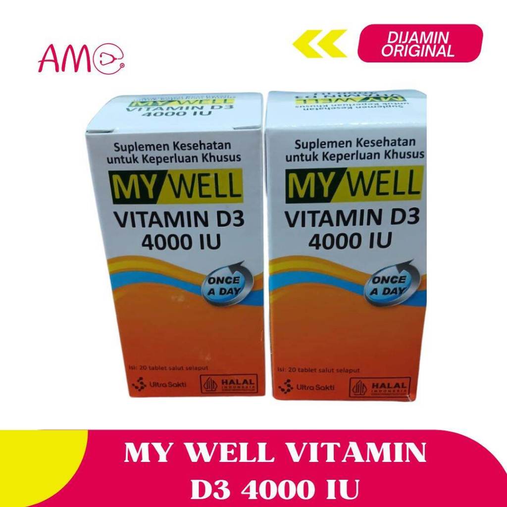 Jual MYWELL VITAMIN D3 4000 IU 1 BOTOL ISI 20 TABLET | Shopee Indonesia