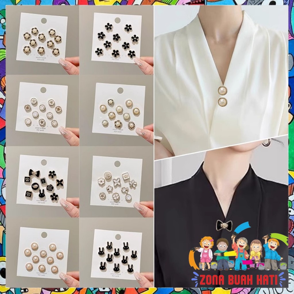 Jual ZBH Set Bros Pin 10 In 1 Motif Bunga Bintang Kelinci Aneka Desain ...
