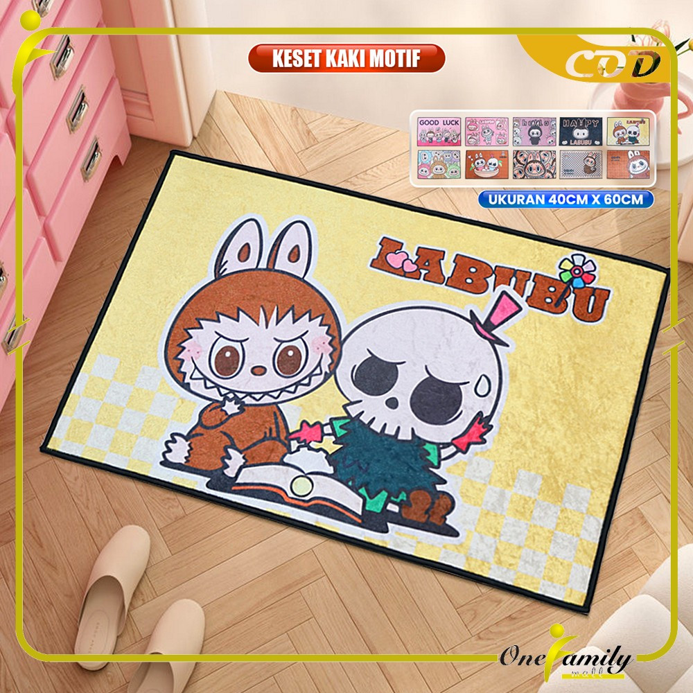 Jual ONE-C1226 Keset Kaki Keset Karakter Labubu Anti Slip 40x60cm / Keset Kamar Mandi Serap Air ...